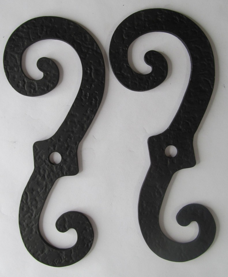 NEW PAIR ACORN RK4BQ BLACK FORGED STEEL LARGE S SHUTTER DOGS/ HOLDBACK ...