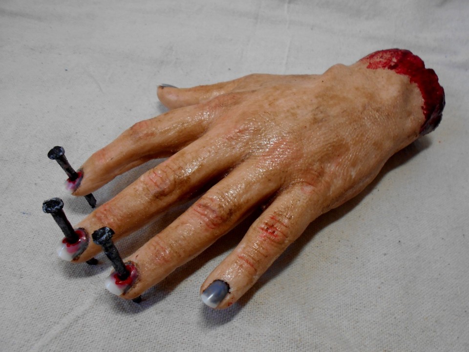 horror props Nailed Hand Halloween movie fx dead body parts freak show ...