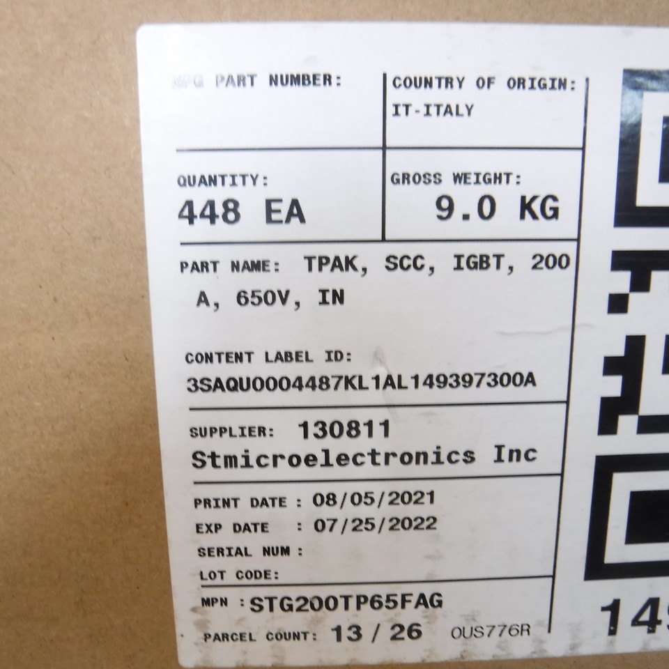 STMicroelectronic Tpak SCC Mosfet IGBT 200A 650V Modules for Tesla Main ...