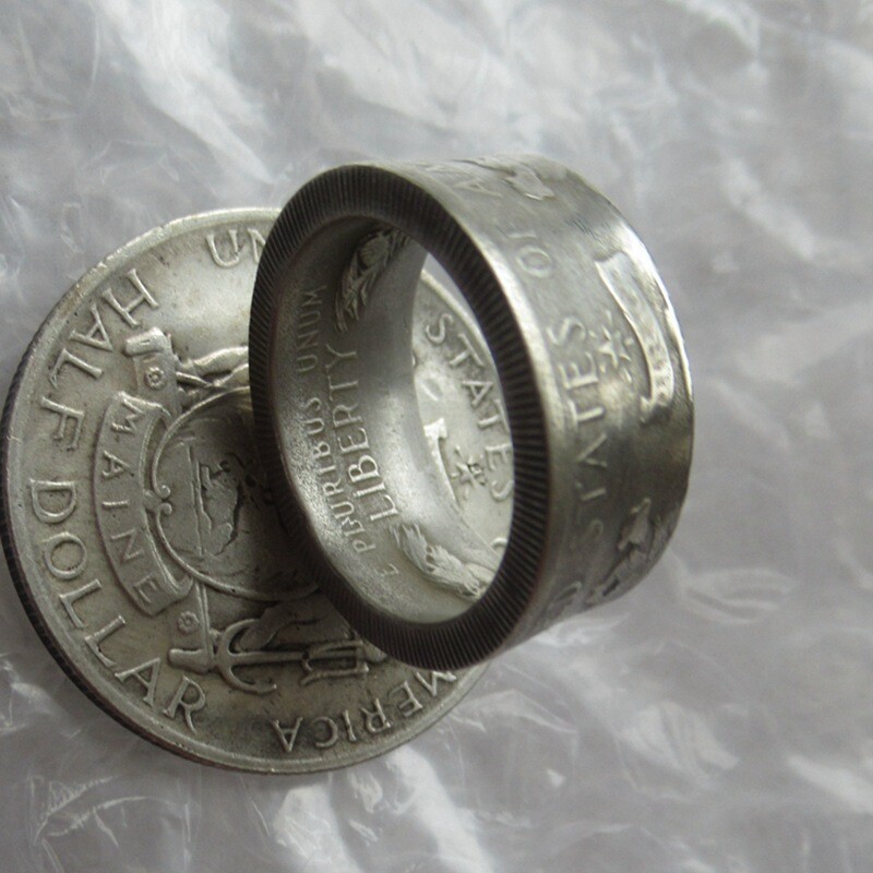 Handmade Vintage Coin Ring Us Commemorative Coin 1920 Silver Plated ...