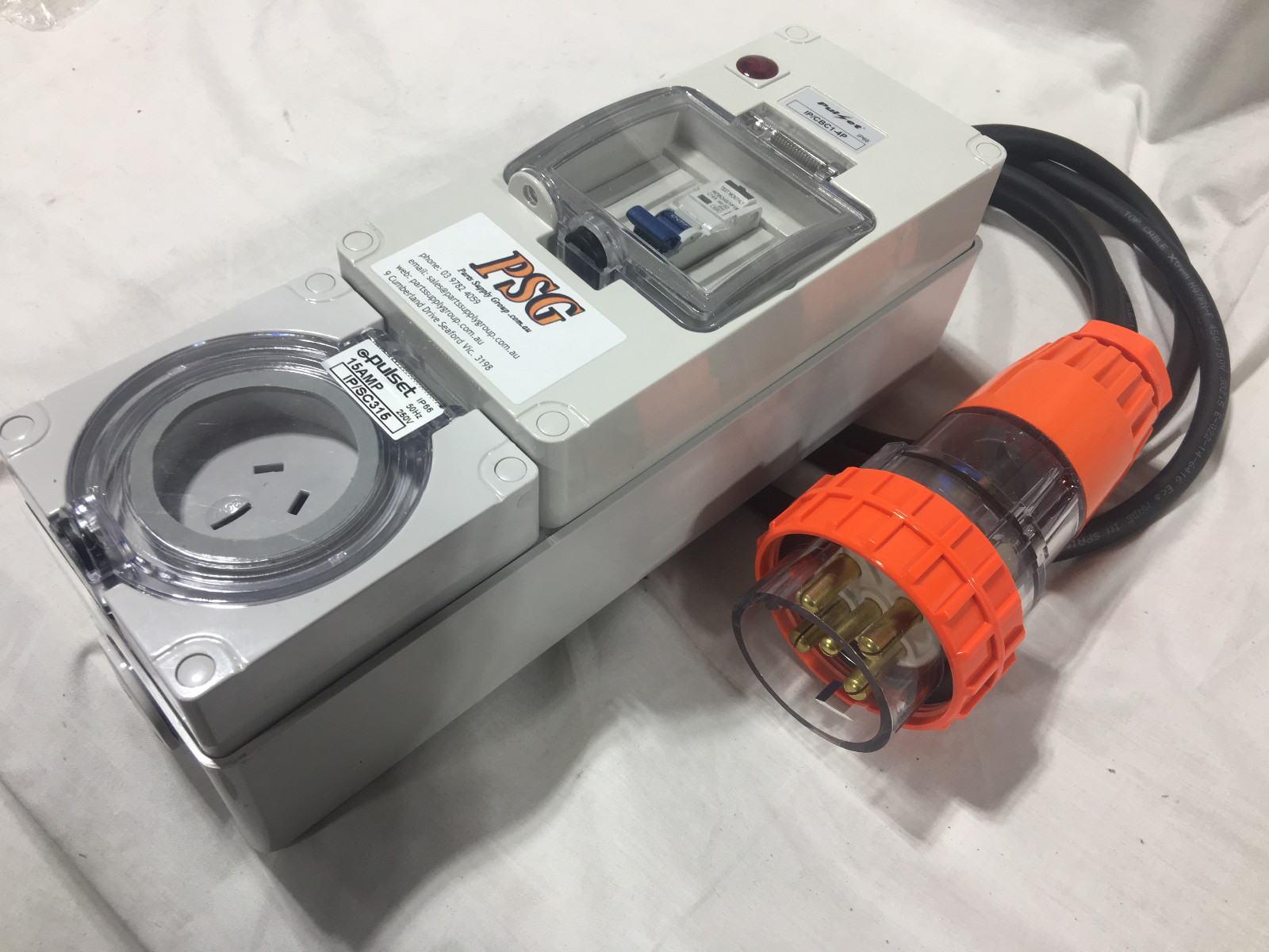 Portable Power board 32 Amp 3 phase 5 pin supply to 1 x 240v 15 Amp ...