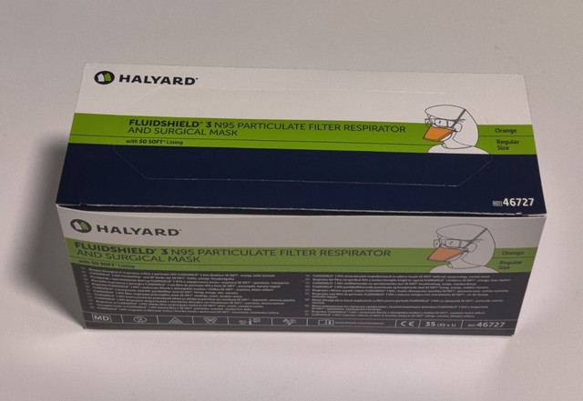 Halyard 46827 Surgical N95 Respirator Mask, Box of 35 - White for sale ...