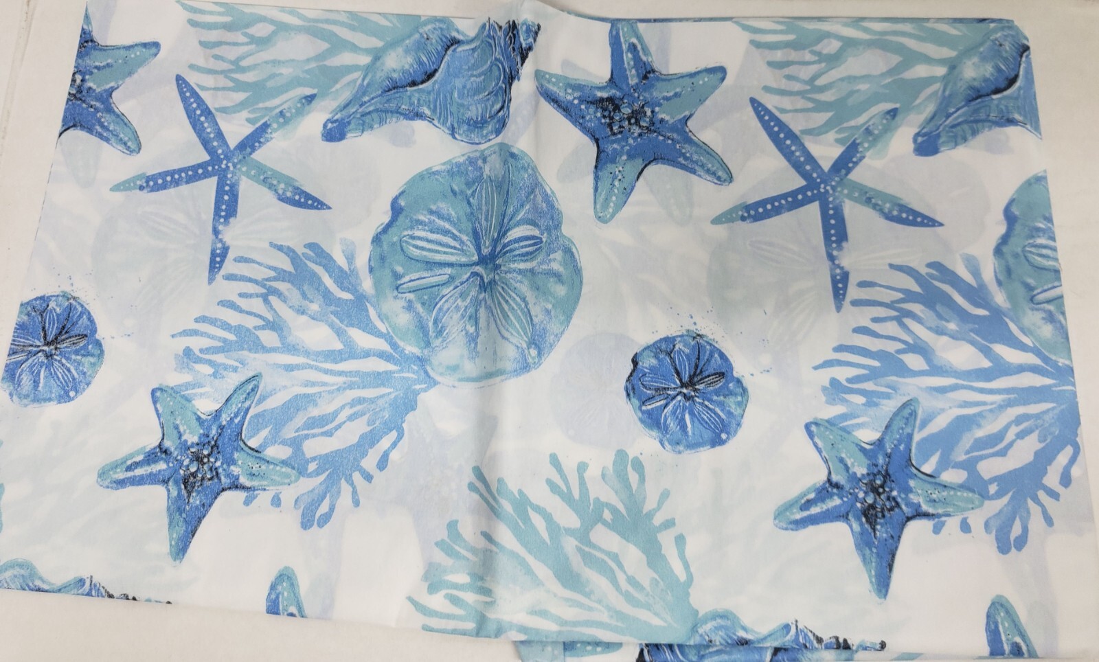 Thin Peva Vinyl Tablecloth 52" x 70"Oval,SEALIFE,STARFISH,SEAGRASS ...