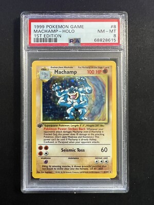 1999 Pokemon Machamp - Holo 1ST Edition #8 PSA 8 - 8/102 First Edition ...