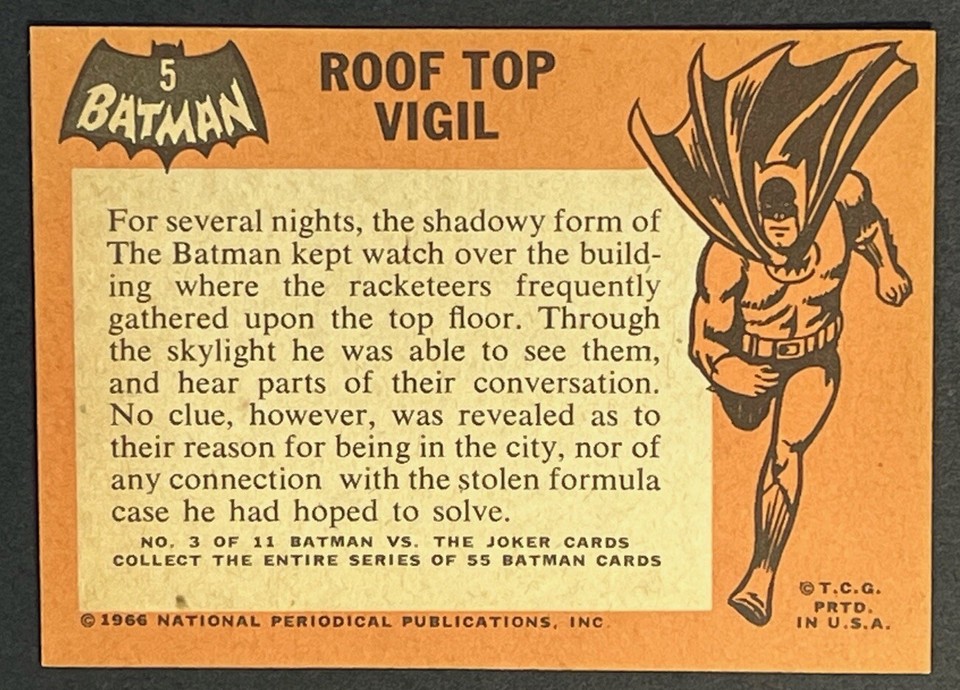 1966 Topps Batman Black Bat Series Roof Top Vigil #5 EX-EX/MT SET BREAK ...