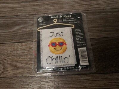 Sun Smiley Face w/ Glasses Just Chillin Gift Vintage Cross stitch Kit w/ hanger | eBay