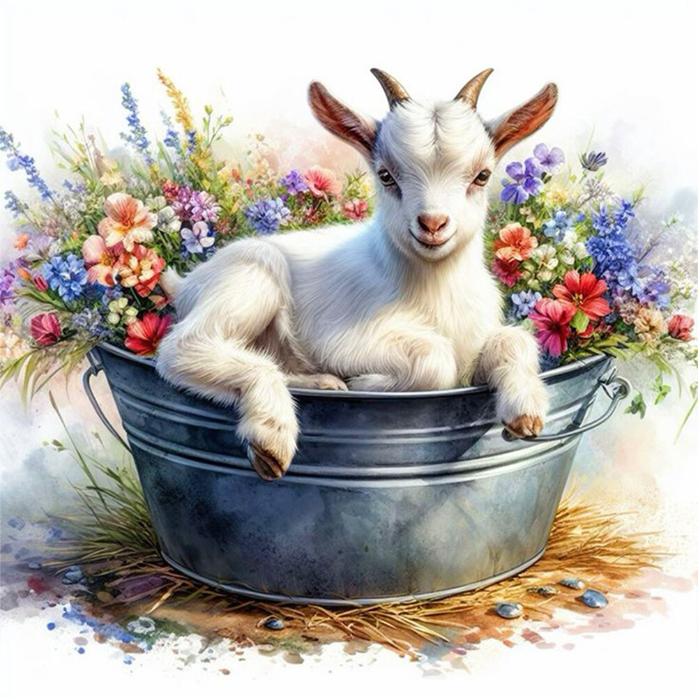 Full Embroidery Eco-cotton Thread 11CT Printed Goat Cross Stitch Kit ...