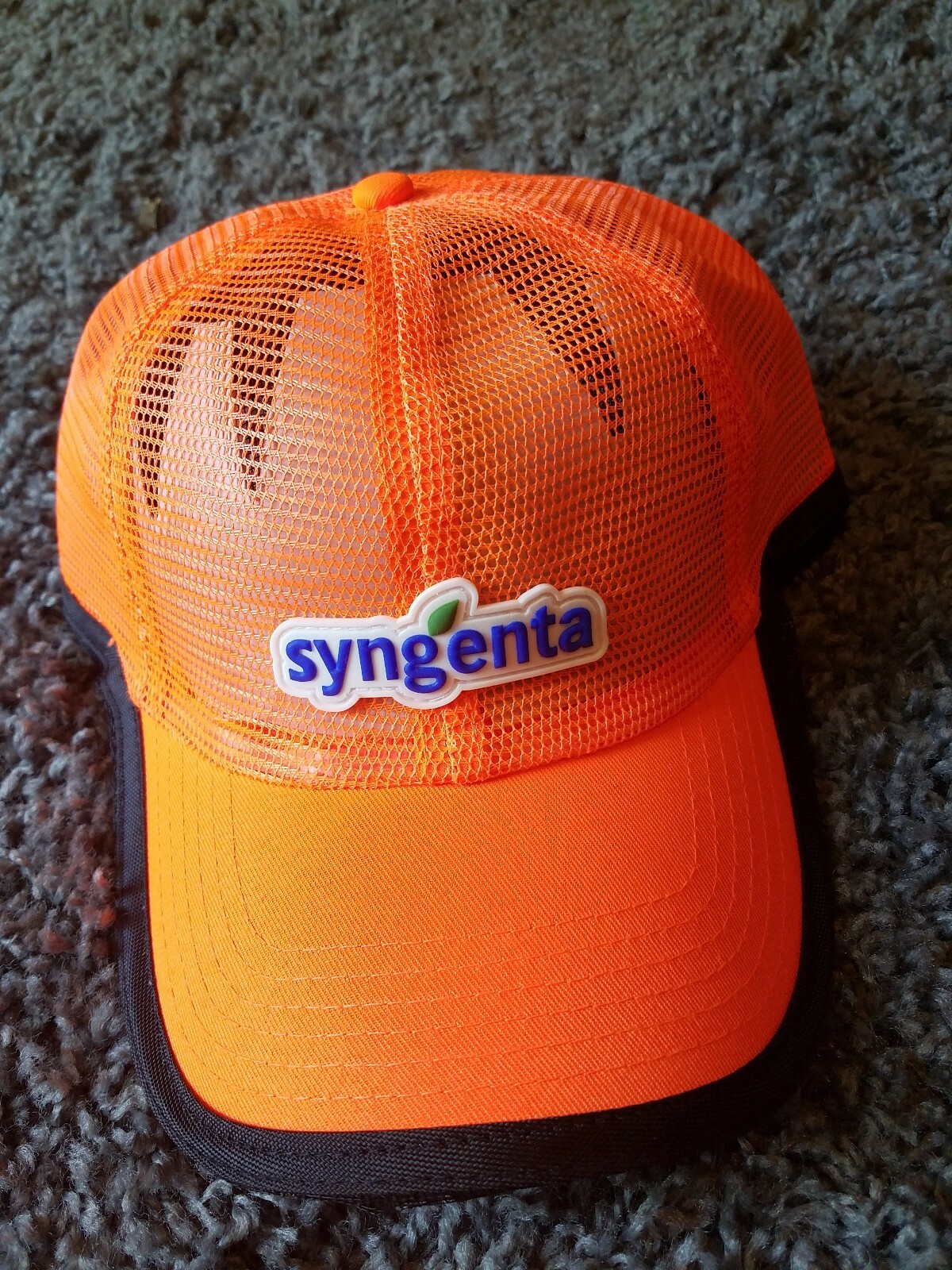 New Syngenta Safety Orange Hat Cap W Mesh Bug Guard Shield Field Walker ...