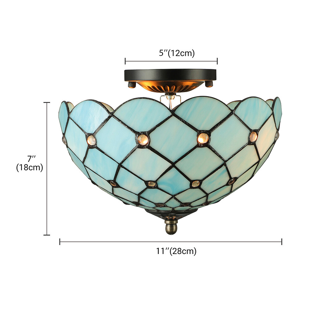 Blue Tiffany Flush Mount Ceiling Light | Shelly Lighting