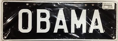 OBAMA WHITE ON BLACK PRESSED NUMBER LICENSE PLATE TIN DECORATION GIFT ...