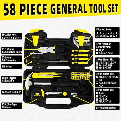 58-Piece Tool Kit Basic Home Repair Tool Set, General Household Hand Tool | eBay