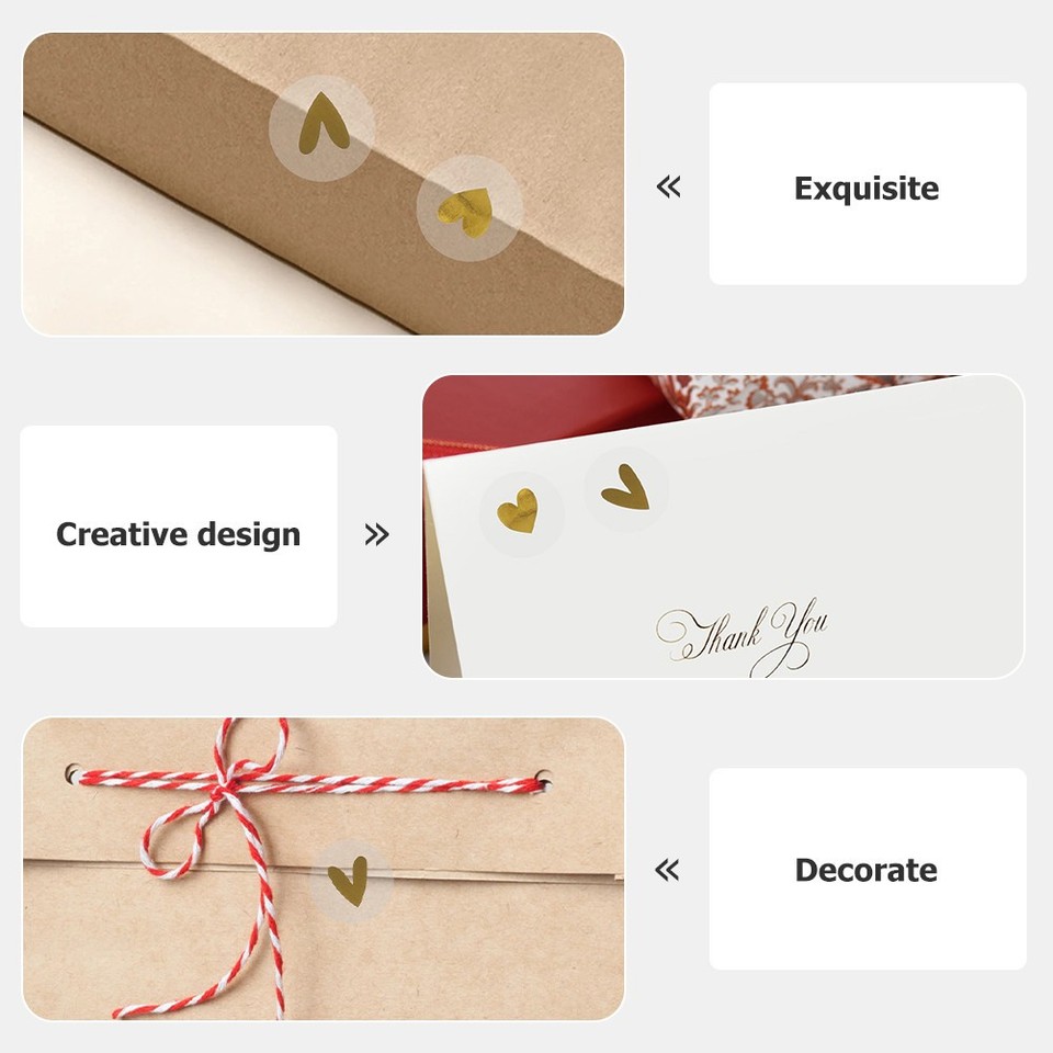 3 Rolls Valentine's Day Heart-shaped Stickers Sealing for Packaging ...