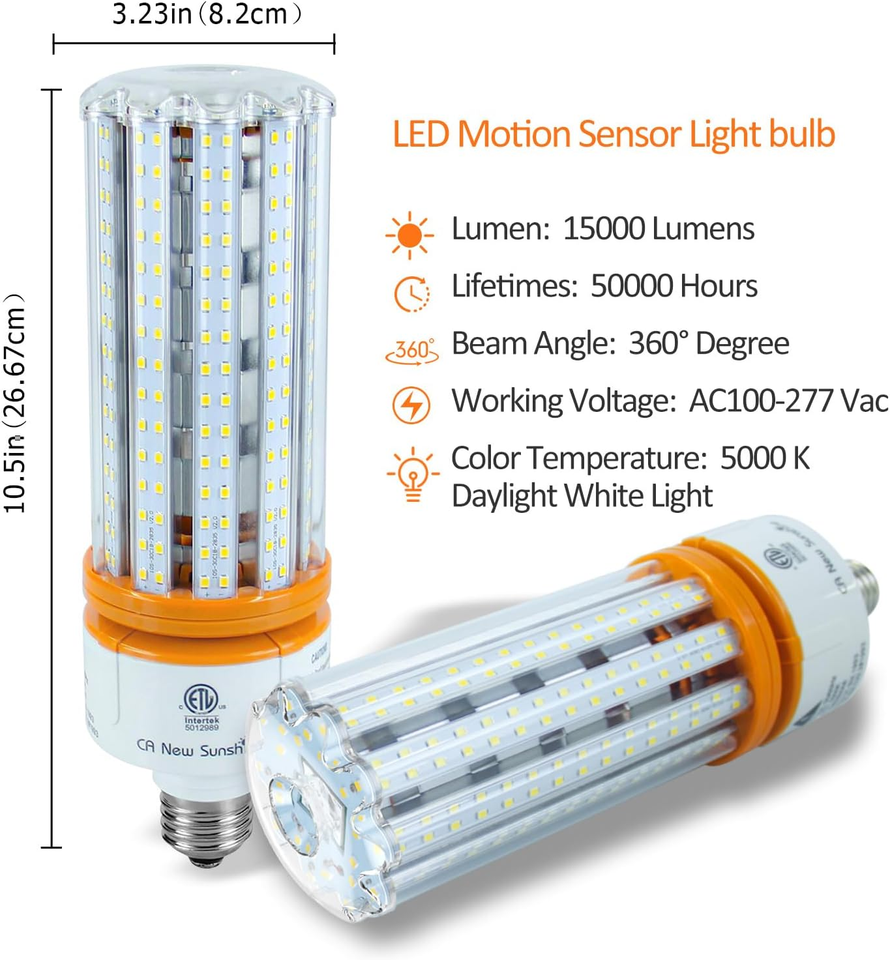 Motion Sensor LED Corn Light Bulbs for Outdoor Indoor, 100W Motion ...