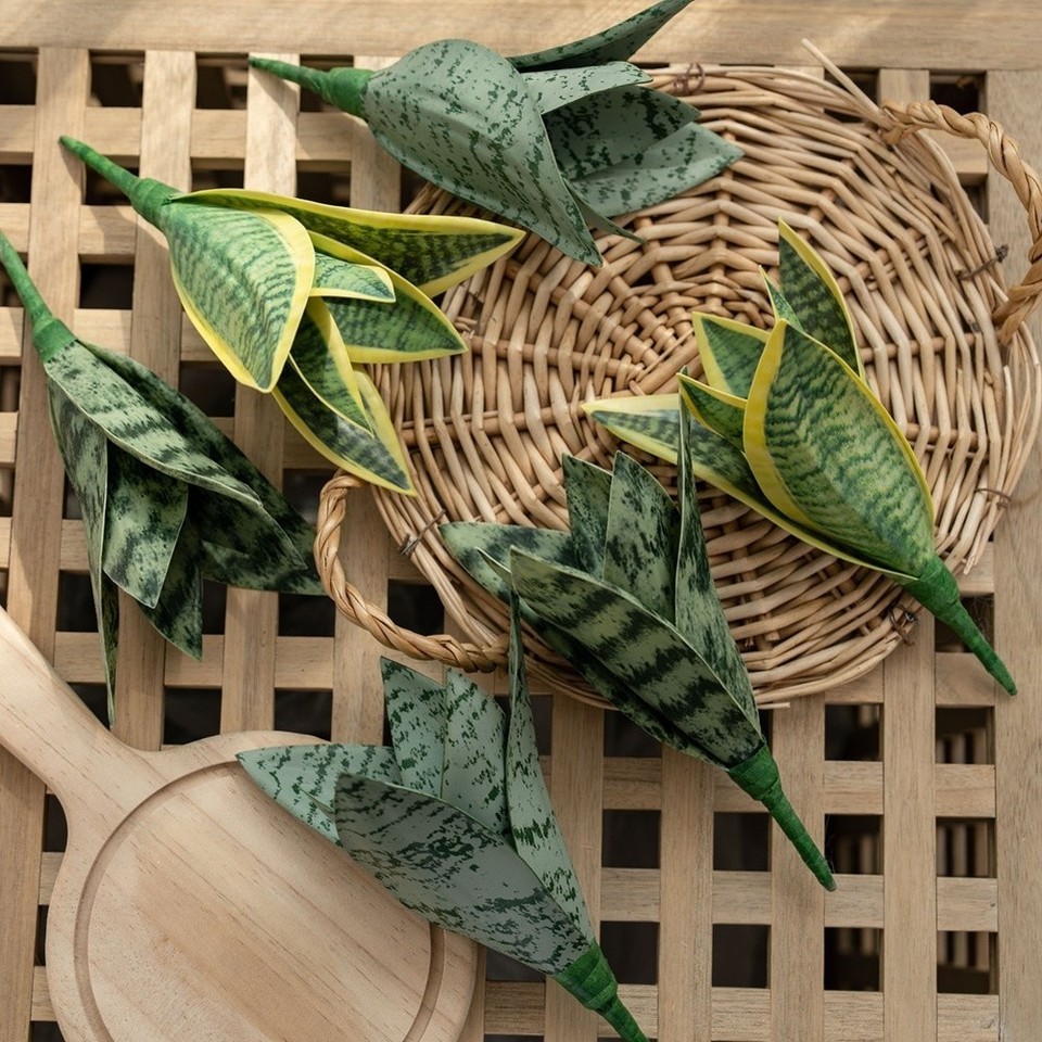 PVC Artificial Snake Plant 19cm Faux Green Leaves for Wedding Aisle and ...