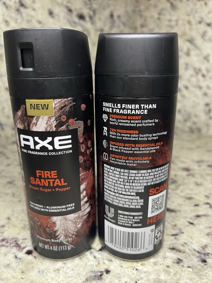 AXE Fire Santal Body Spray 4 oz — Brown Sugar & Pepper 72H (2 Pack) | eBay