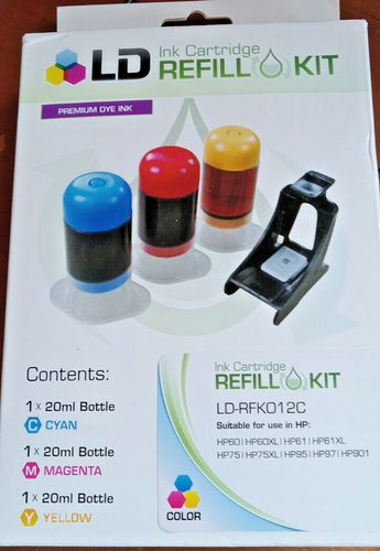 LD Ink Cartridge Color refill kit LD-RFK0012C HP 60,60xl,61,61xl,75 ...