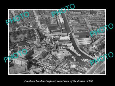 OLD POSTCARD SIZE PHOTO PECKHAM LONDON ENGLAND AERIAL VIEW OF DISTRICT ...