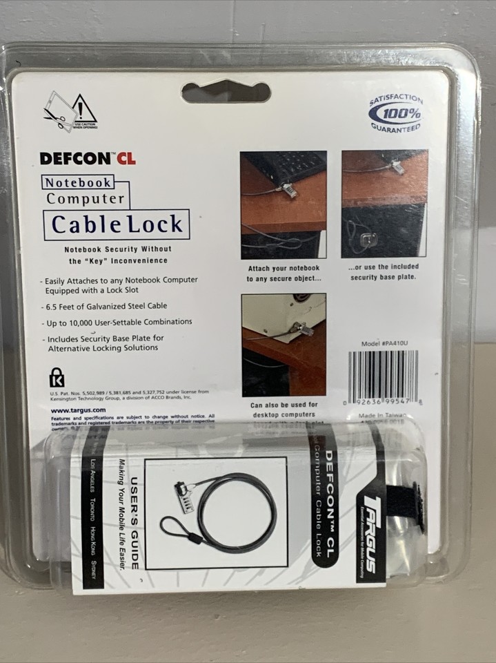 Targus Defcon Cl Laptop Computer Security Cable Lock Combination New ...