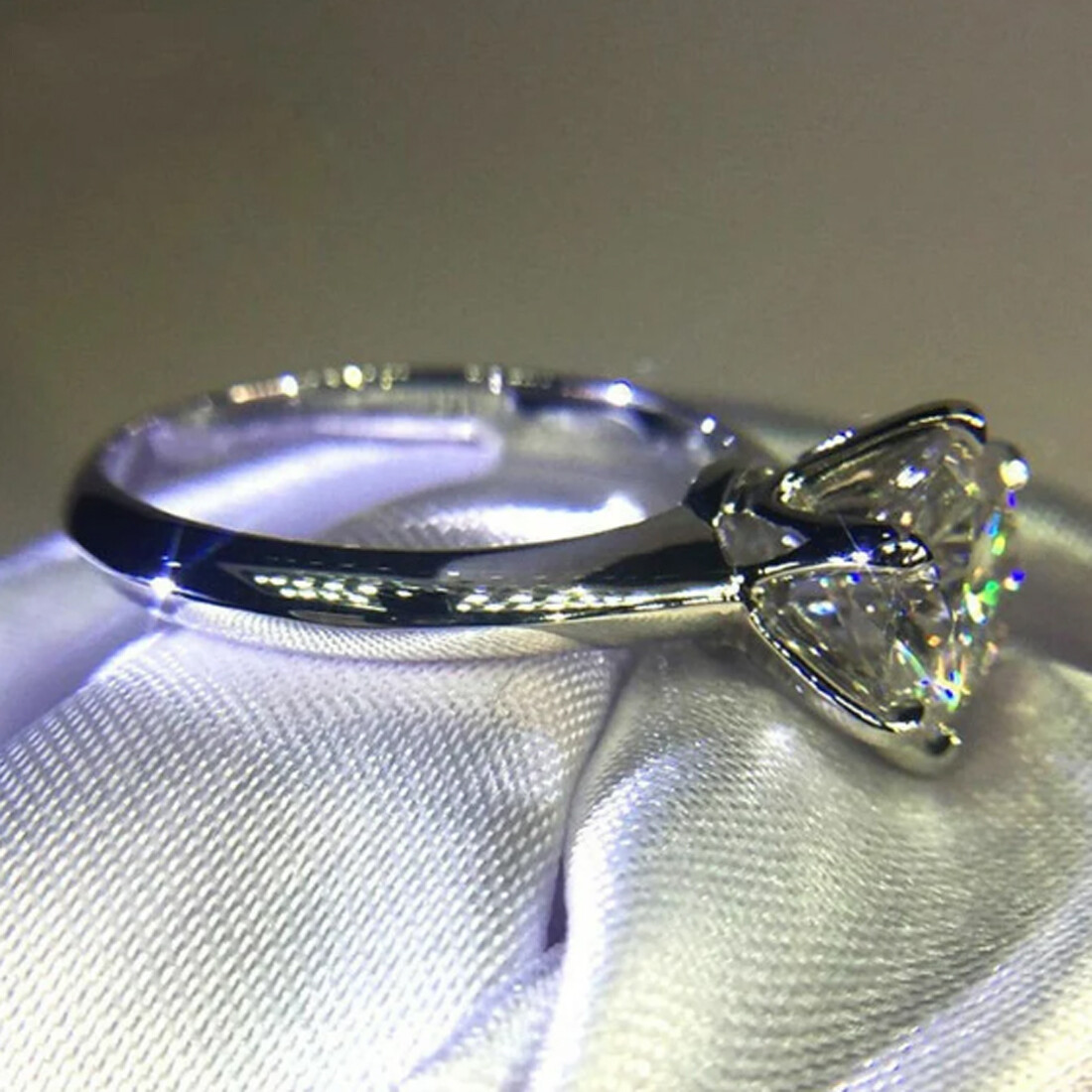 3.28Ct Treated Off White Diamond Solitaire Ring 925 Silver Certified Great Shine | eBay