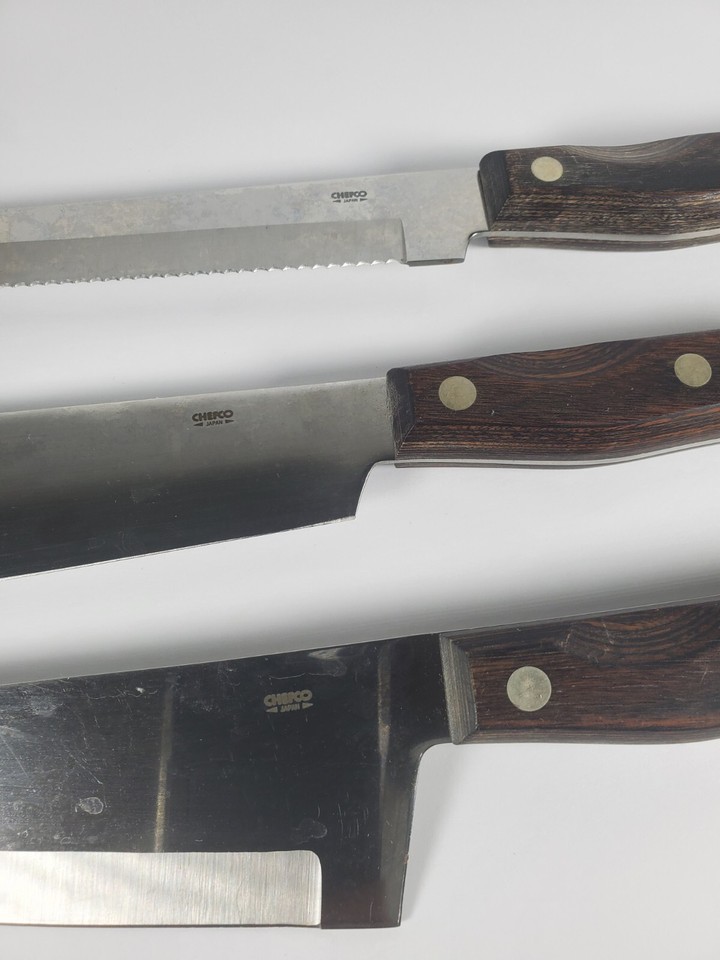 Vintage 1970s Chefco Knife Set 3 Piece Wooden Handle Full Tang Japan | eBay