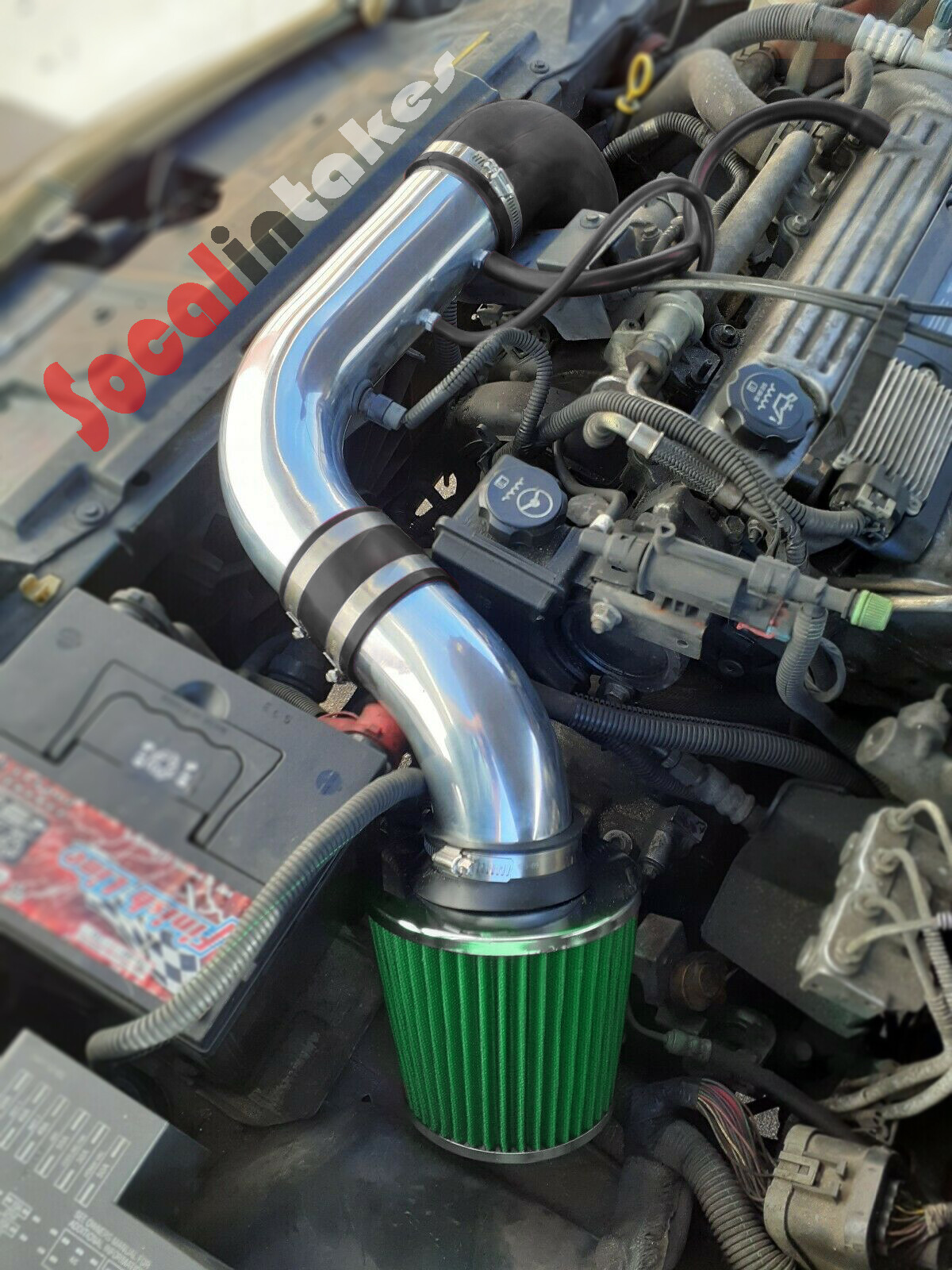 Black Green Air Intake Kit & Filter For 02-05 Chevy Cavalier 2.2L L4 ...