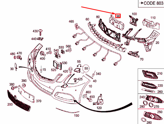 Mercedes-Benz E W212 Front Central Impact Absorber A2128800535 Genuine ...