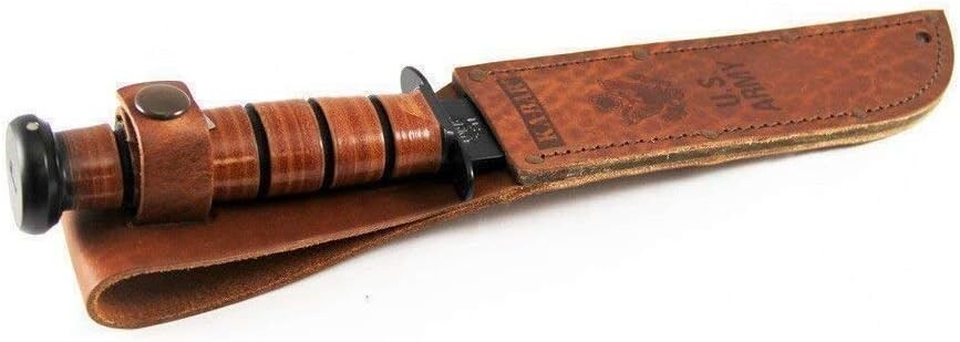 Ka-Bar 1220 US Army Straight Edge Fighting Utility Knife W Leather ...