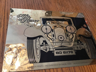 Vintage Large 8”X11” Gold color Sticker Alpha Romeo Car Morgan ...
