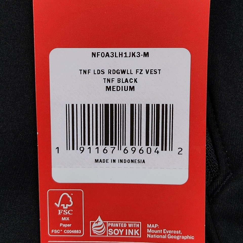 North Face Vest Womens Medium Black Ridgewall Soft Shell Pepsi Logo ...