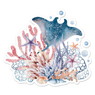 Manta Ray Coral, Vinyl Decal Sticker, Indoor Outdoor, 3 Sizes, #11653 ...