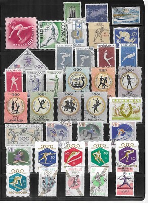 Olympics Summer-Winter history since 1952 to 1980 ,100 different stamps ...