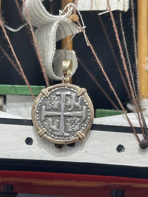 Replica ATOCHA Silver Coin Pendant In 14k Gold Bezel Handmade From ...