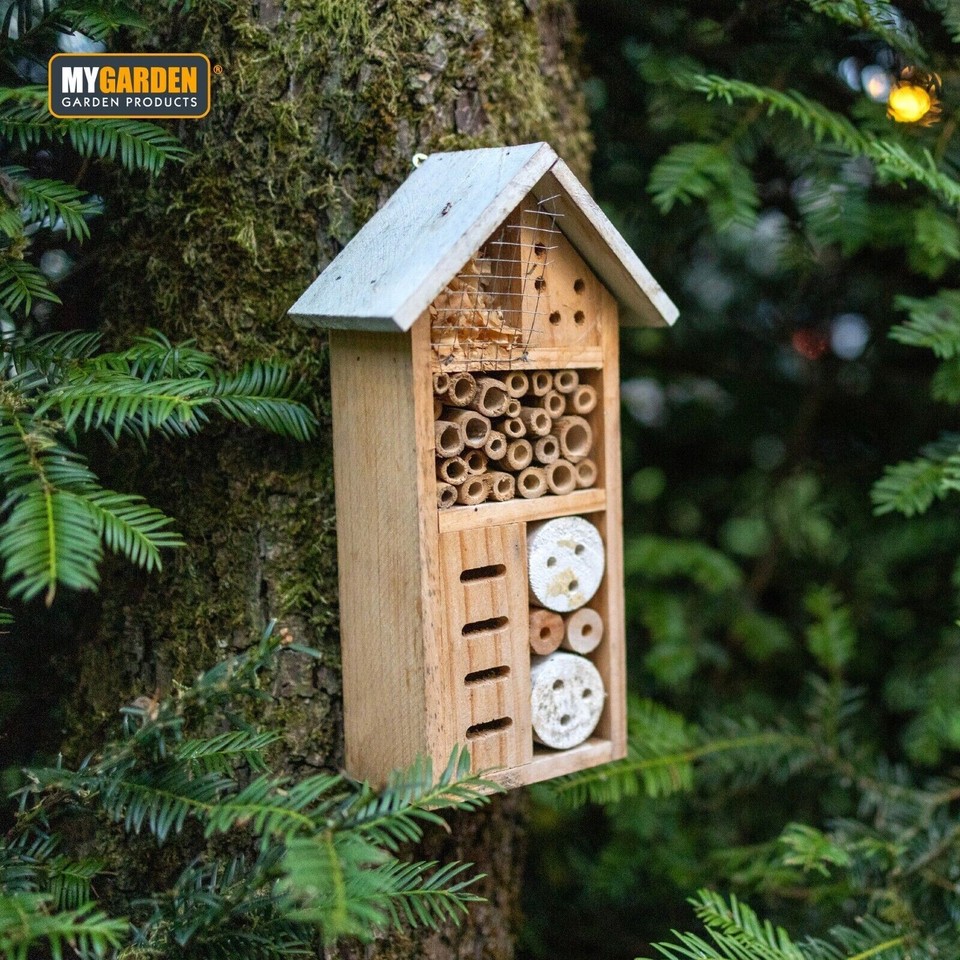 Wooden Bug Insect House Wood Bee Hotel Shelter Garden Nesting Shelter ...