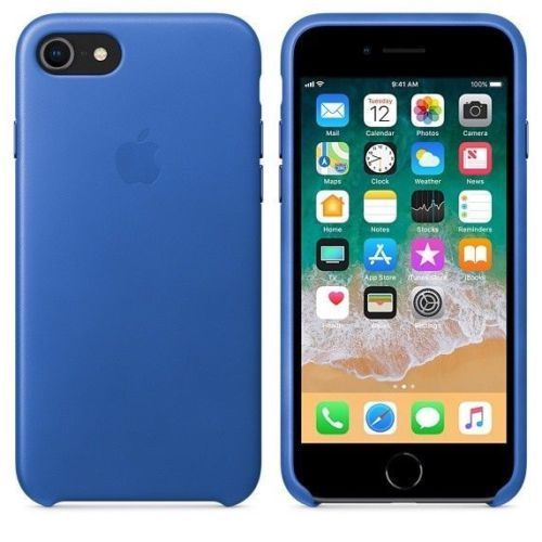 iPhone 7/8 Case Electric Blue Natural Leather Original Protective Cover ...