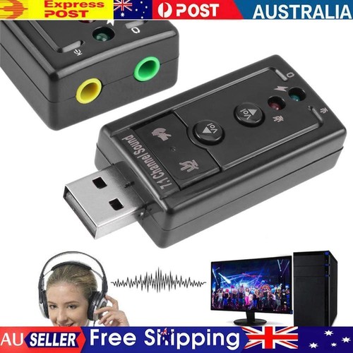 7.1 Virtual USB Sound Card 3.5mm AUX Headphone Microphone External ...