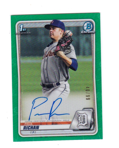 Paul Richan 2020 1st Bowman Chrome Rookie Green Shimmer Refractor ...