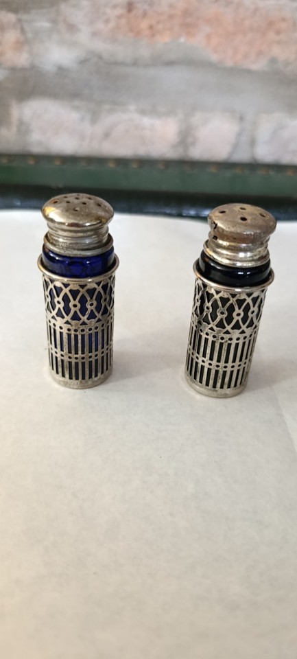 Vintage Salt & Pepper Blue Cobalt & Filigree Colour Silver | eBay Australia