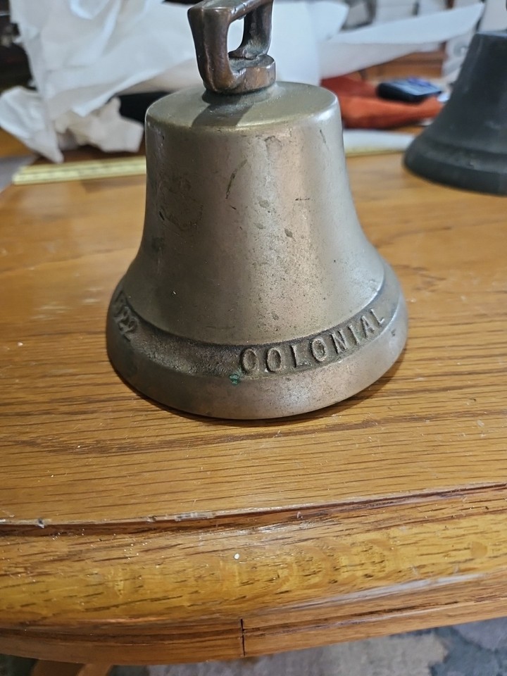 Colonial Brass Cow Bell 1832-1922 Antique Anniversary Bell with Iron ...