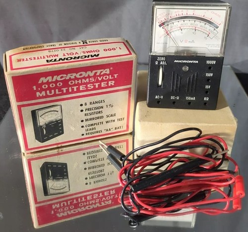 Radio Shack Tandy Micronta 1,000 OHMS/VOLT Multitester #22-027B w/Box ...