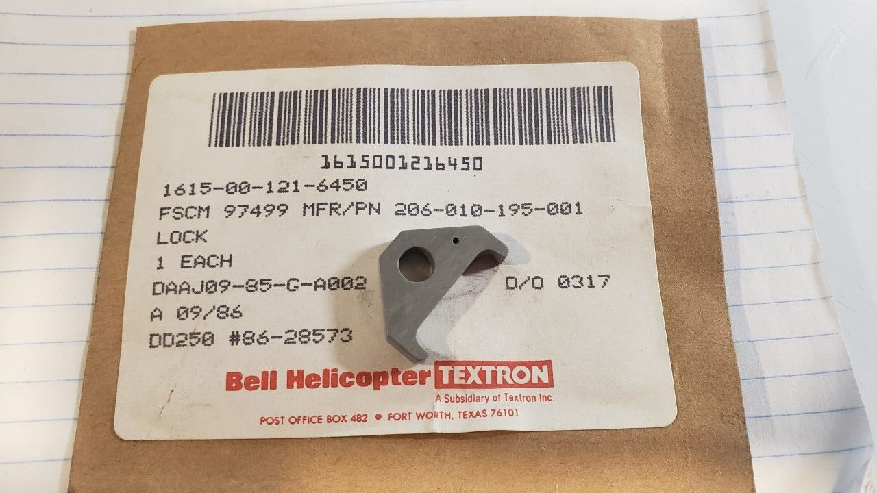 BELL HELICOPTER MAIN ROTOR NUT LOCK 206-010-195-1 1615-00-121-6450 | eBay