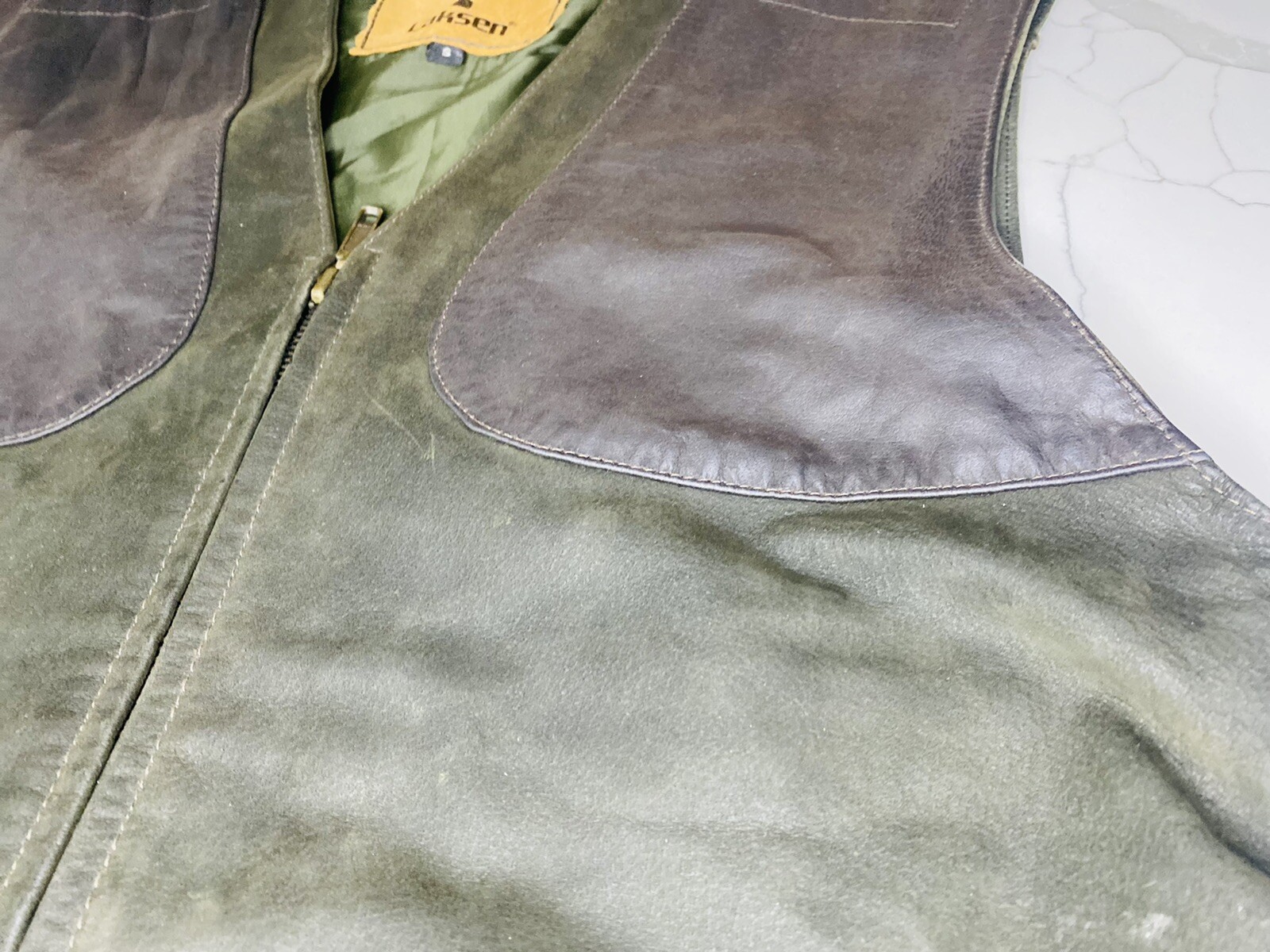 Laksen Shooting Equipment Olive Brown Suede Leather Vest Men’s Size S ...