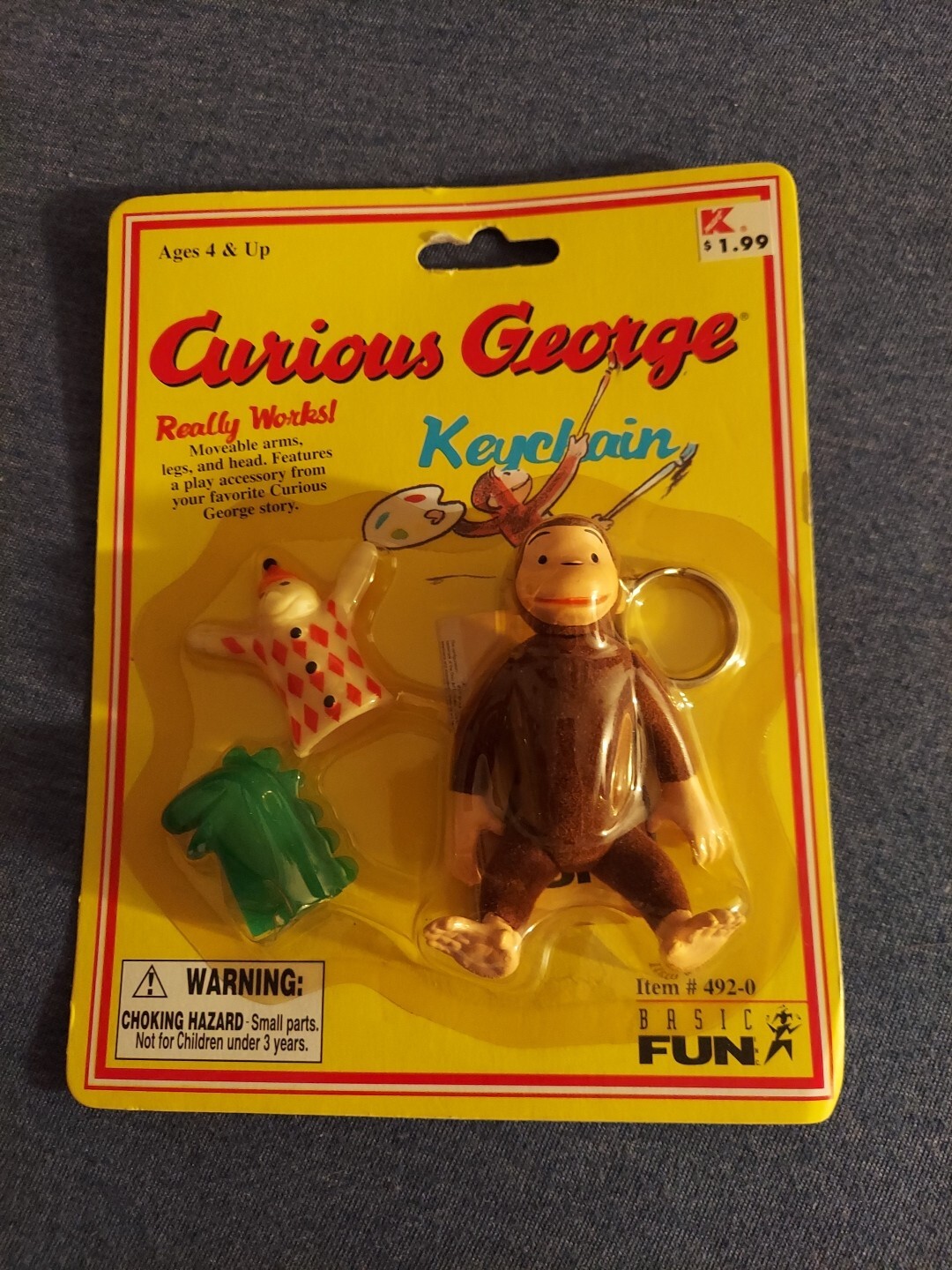 1998 Curious George Big Newspaper Bag Keychain Basic Fun #492-0 new | eBay
