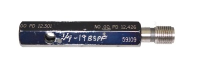 G 1/4-19 BSPP ~ Thread Pipe Plug Gage ~ straight British pipe ~ NO GO ...