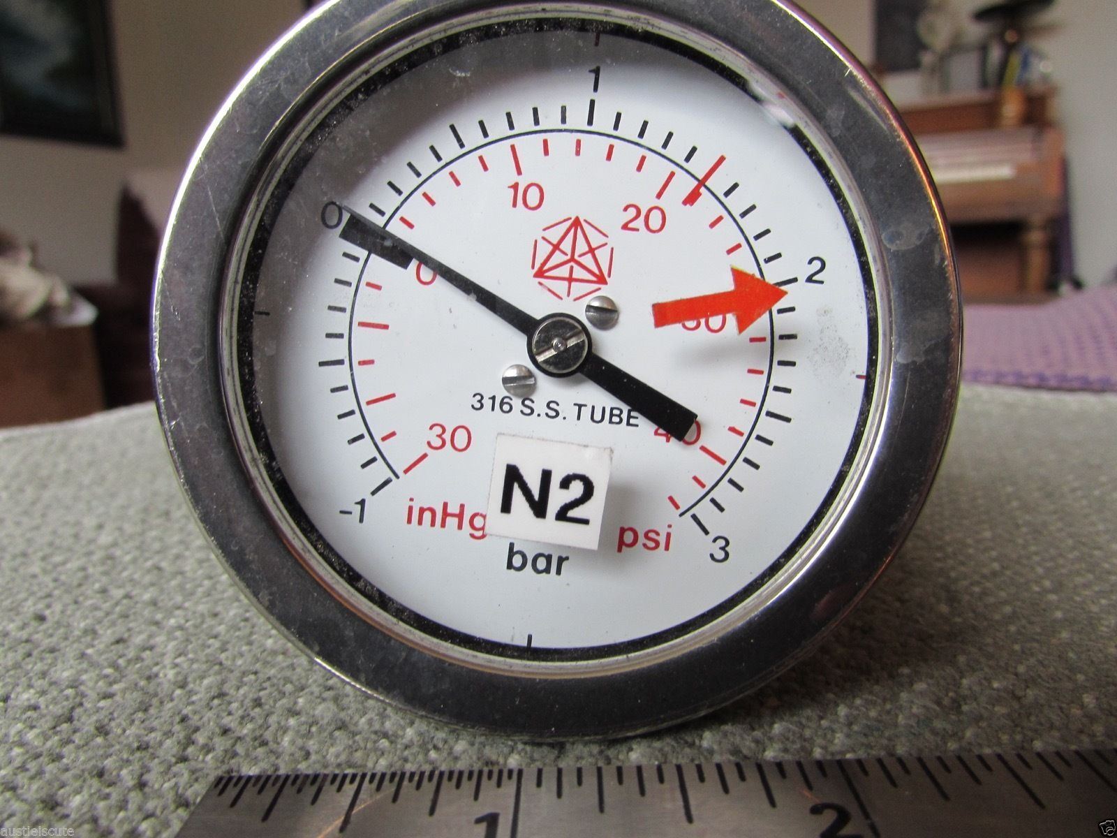 3” 316 Stainless Steel -30Hg - 45PSI Pressure Gauge Swagelok VCR ...