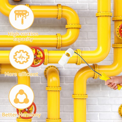 2Pcs Pipe Paint Roller with Handle kit 6 Wheels Pipe Tube Roller Brush ...