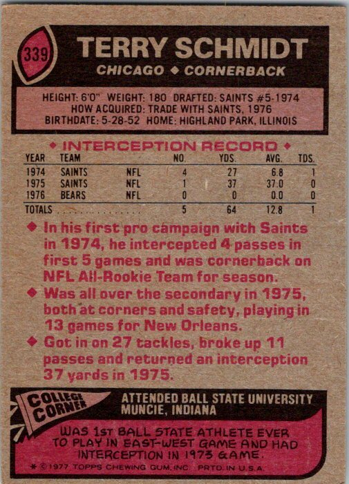 1977 Topps #339 Terry Schmidt | eBay