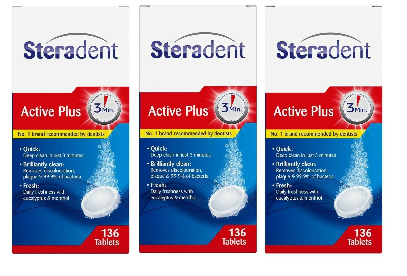 Steradent Active Plus Denture Cleaning 136 Tablets | eBay UK