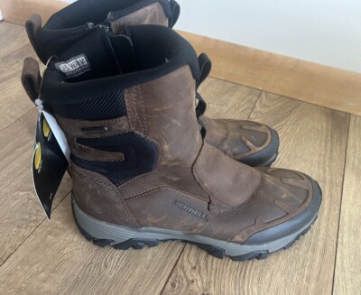 Merrell Brown Leather Side Zip Insulated Warm Vibram J92027 Men's Boots ...