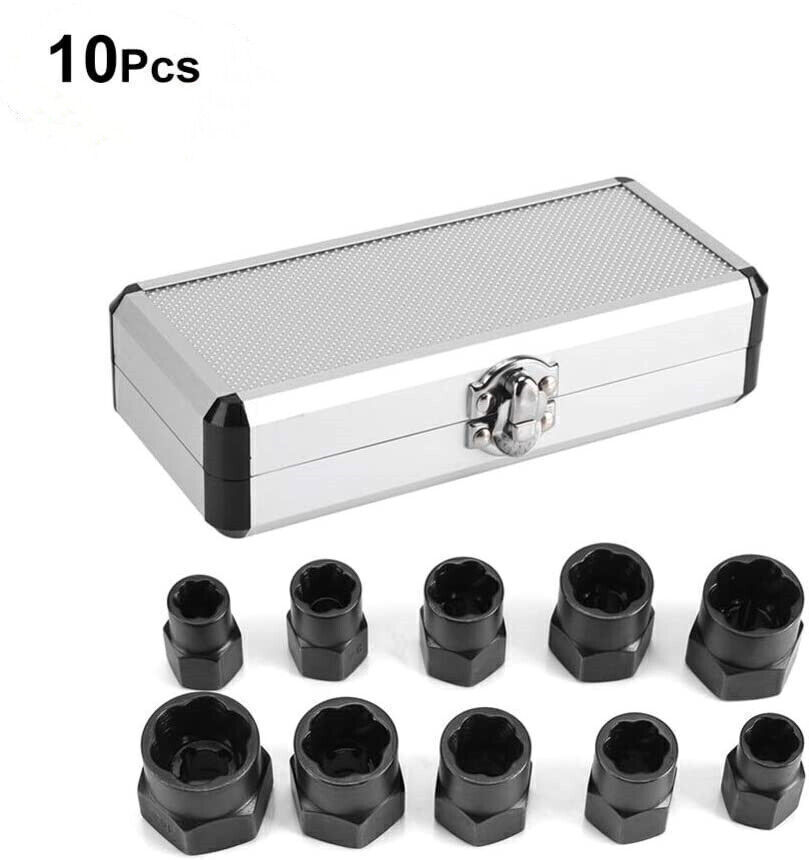 10pcs High Style Nut Bolt Remover Nut Extractor Hex Socket Tool 9~19mm ...