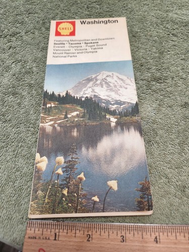 1970 Shell Oil Gas Washington State Highway Road Map Seattle Tacoma ...